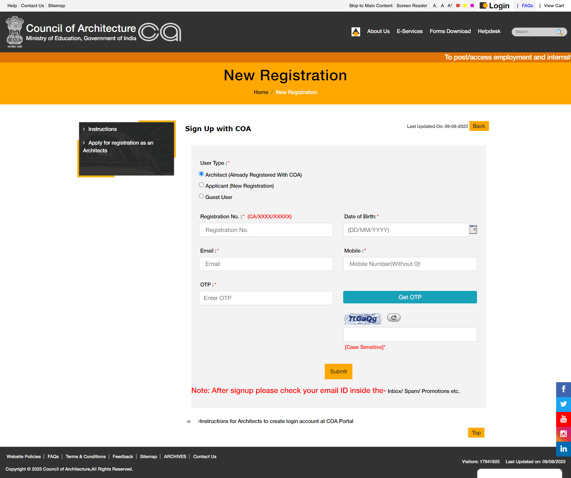 Register as an Architect with COA in India - Archipasta